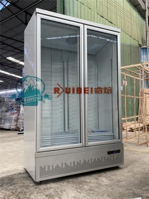 China Doppelte Glastür-aufrechter Anzeigen-Gefrierschrank -18 zum -22C Unterseiten-Berg-Kompressor zu verkaufen