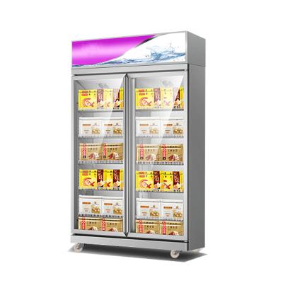 China congelador vertical de la puerta 1000L del escaparate de cristal de la exhibición con el sistema de enfriamiento de la fan en venta
