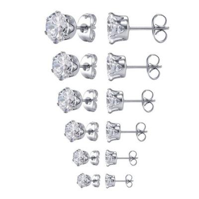 China Pendiente claro redondo del perno prisionero de la circona cúbica del acero inoxidable de las mujeres de los pendientes del Zircon de la joyería en venta