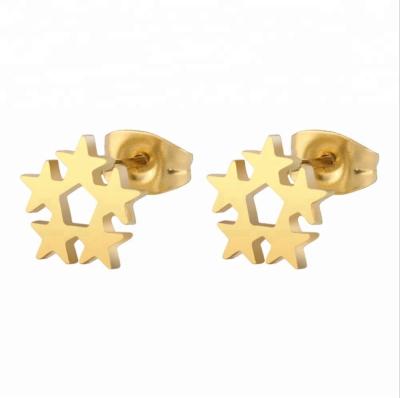 China Pendientes plateados negro de plata Titanium quirúrgico modificados para requisitos particulares del perno prisionero de la estrella del oro del acero inoxidable del pendiente en venta