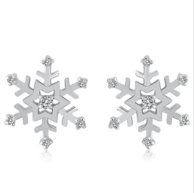 China Pendientes cristalinos del copo de nieve del acero inoxidable de la joyería del regalo de la Navidad de la moda de la joyería piercing delicada del oído en venta
