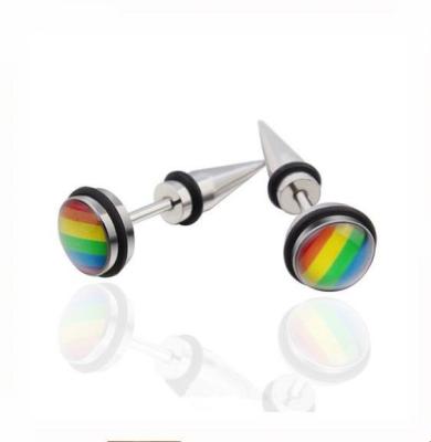 China Joyería gay del pendiente del acero inoxidable de la joyería de la moda de Gay Pride del arco iris de los pendientes al por mayor del perno prisionero en venta