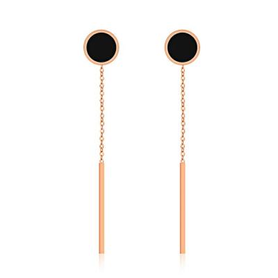 China Pendientes extralargos del perno prisionero de los pendientes de las mujeres de la moda del oro de Rose del acero inoxidable de Marlary con precio en venta