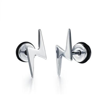 China Pendientes punkyes del perno prisionero del oído para los pendientes del perno prisionero del relámpago de los pendientes de la parte posterior del tornillo del acero inoxidable del regalo de la joyería de Hip Hop de los hombres en venta