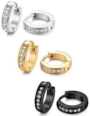 China pendientes del aro del acero inoxidable del 13MM pequeños para los pendientes CZ de Huggie de las mujeres de los hombres embutidos en venta