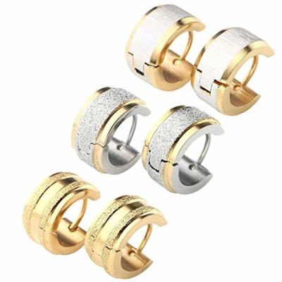 China pequeño oro del azul del negro de la plata de los pendientes del perno prisionero de la bisagra de Huggie del aro del acero inoxidable 18G en venta