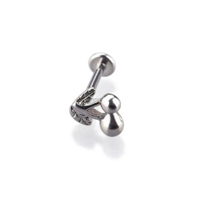 China Joyería piercing del cuerpo del perno prisionero del labio de la forma de la cereza del anillo del labio del acero inoxidable internamente 16g Labret en venta