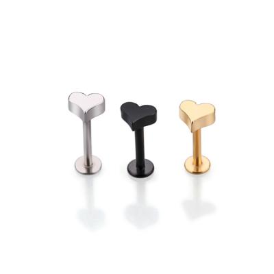 China 316L Acero inoxidable quirúrgico Internamente roscado Corazón Labret Stud Body Piercing Anillos de labios únicos en venta