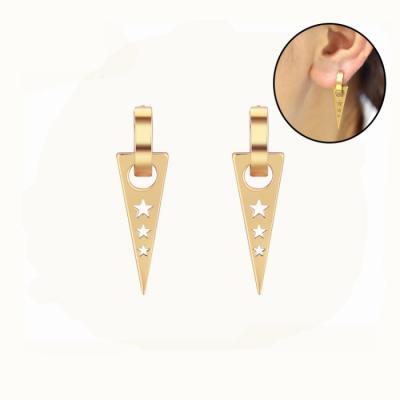 China Los pendientes de la joyería del acero inoxidable triangulares cuelgan los pendientes de Huggie en venta