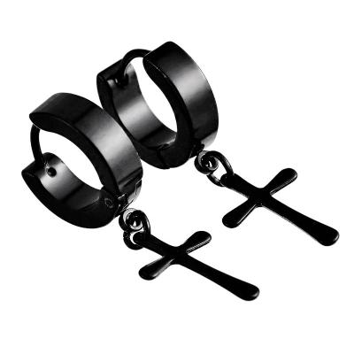 China Circunde alrededor de los pendientes cruzados para la joyería masculina de los pendientes de los hombres del perno prisionero del acero inoxidable de los hombres de los pendientes del estilo pendiente del punk rock en venta