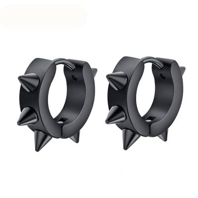 China Meaeguet Black Gothic Punk Stud Pendientes para mujeres hombres 316L remache de acero inoxidable Spike pendientes joyería del partido de Rock en venta