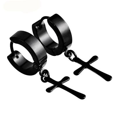 China Circunde alrededor de los pendientes cruzados para la joyería masculina de los pendientes de los hombres del perno prisionero del acero inoxidable de los hombres de los pendientes del estilo pendiente del punk rock en venta