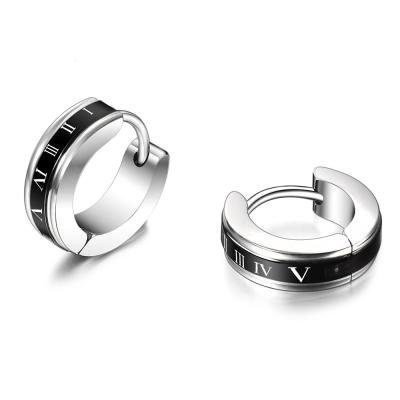 China los osbores refrescan los pendientes redondos del perno prisionero del acero inoxidable para los pendientes negros color plata del modelo de los números romanos de las mujeres/de los hombres en venta
