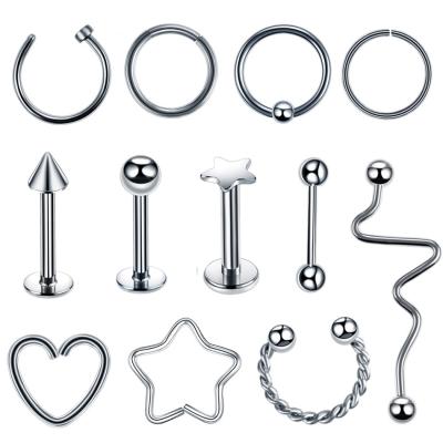 China NUEVA Moda de Acero Anillos de Perlas Circulares Herradura Ceja Lengua Nariz Aro Piercing Labret Oído Cartílago Tragus Joyería en venta