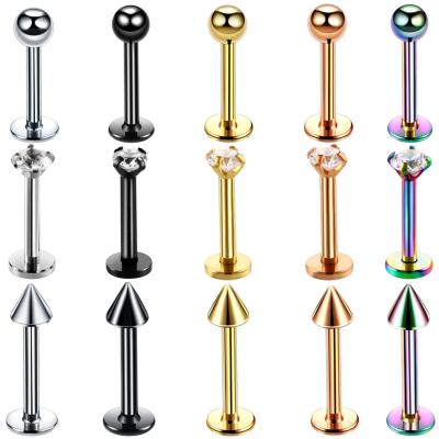 China Joyería encantadora de los colores variados del Zircon de Labret del perno prisionero del labio del oído del cartílago del Tragus de la hélice de la moda piercing de acero quirúrgica del anillo en venta
