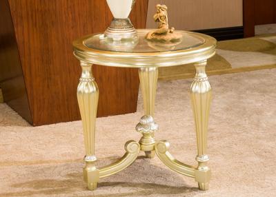 Cina Tavolino da salotto di legno moderno di rivestimento della foglia di oro, Tabella di estremità di lusso di legno rotondo in vendita