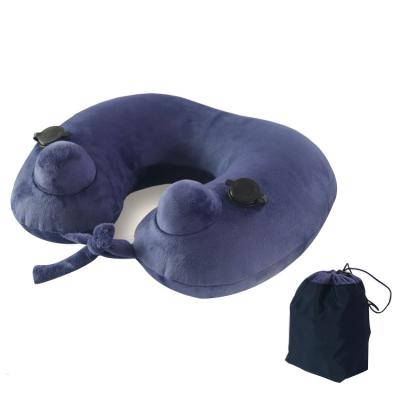 Cina Cuscino gonfiabile dell'aeroplano del collo del pulsante gonfiabile portatile del cuscino con la copertura del velluto in vendita