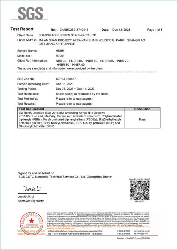 HNBR-RoHs - Dongguan Ruichen Sealing Co., Ltd.