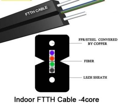 Cina Cavo del centro FTTH di Corning G657A 4, 4 cavo a fibre ottiche del centro FTTH in vendita