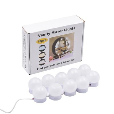 Cina Makeup Mirror Lamp 10Bubles Hollywood Style Fashion Girl Modern Makeup Buble 5V USB Powered Dimmable LED Vanity Mirror Lights in vendita