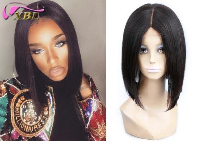Cina Il nero naturale del pizzo di short della parrucca di stile di Bob della parrucca 100% del vergine della parte media umana dei capelli in vendita