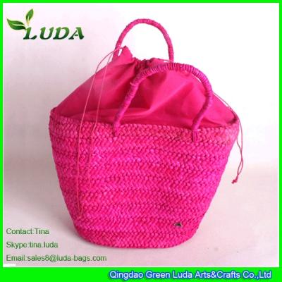 Cina LUDA Cornhusk Straw Tote Bag With Drawstring Cloth in vendita