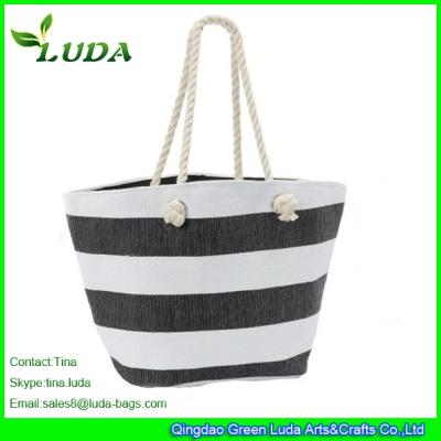 中国 LUDA Paper Straw Bags Striped Straw Shopping Bags 販売のため