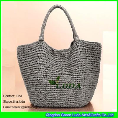 Cina LUDA grey color paper straw Large beach bag uk in vendita