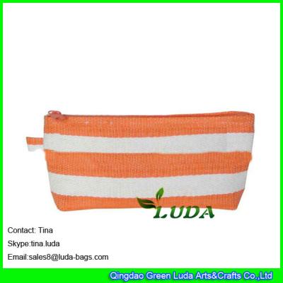 Cina LUDA striped paper cloth cheap purses lady straw evening handbags in vendita