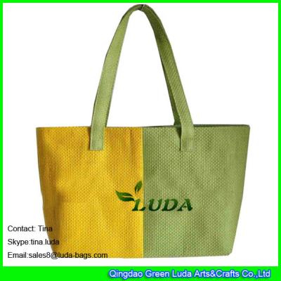 Cina LUDA wholesale paper straw beach tote bags cheap straw green handbags in vendita