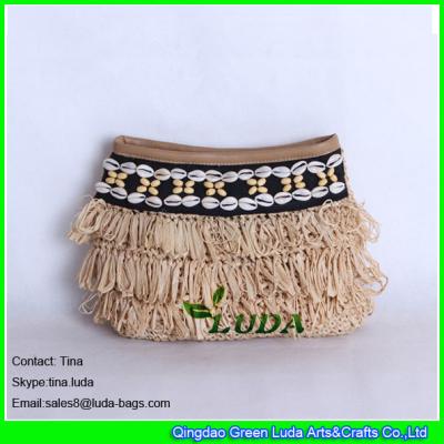 Cina LUDA seashall decoration hand crochet straw bags raffia handbags in vendita