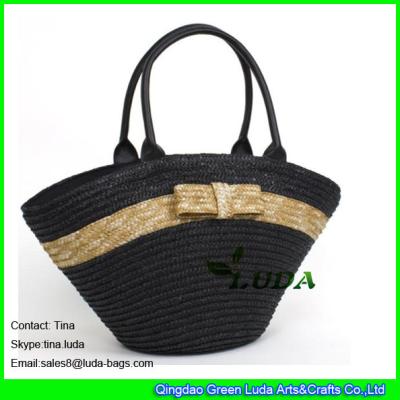 Cina LUDA Woven Straw Shoulder Bag bowknot Straw Beach Tote Handbag in vendita