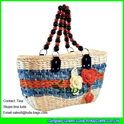 Cina LUDA luxury handbags fashion lady straw handbags hand woven straw tote bag in vendita