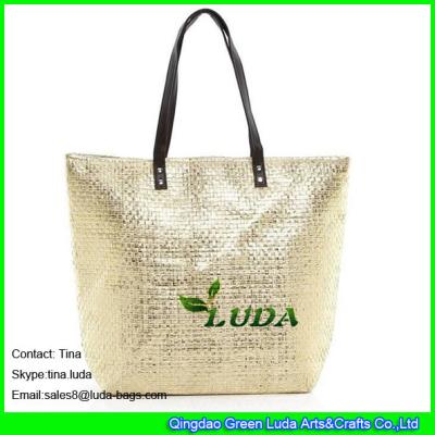 Cina LUDA cute purses for sale metallic paper cloth fabric straw beach totes in vendita