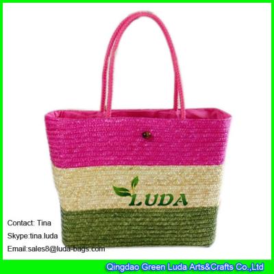 Cina LUDA colorful lady handbags brands wheat straw large chevron tote bag in vendita