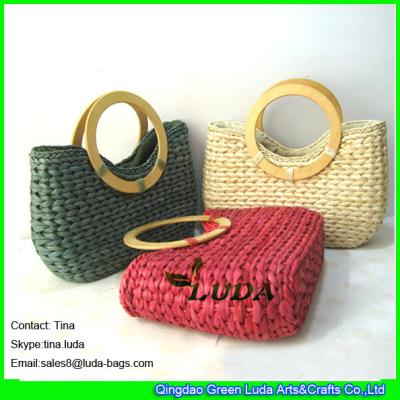 中国 LUDA latest handbags cornhusk straw hobo bags lady leather totes 販売のため