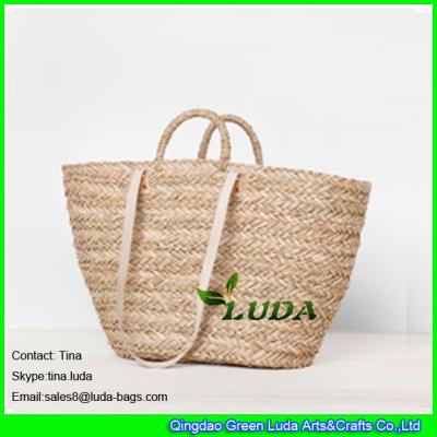 中国 LUDA straw big handbags seagrass make straw tote handmade bag 販売のため