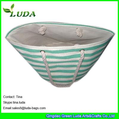 Китай LUDA cute lady striped summer handbags paper straw foldable shopping bags продается