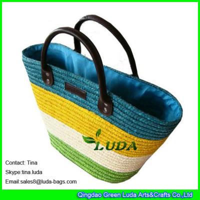 Cina LUDA striped beach bag wheat braided straw shoulder tote bags in vendita