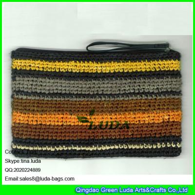 中国 LUDA の多彩な夏のわらのハンドバッグのジッパーの閉鎖の raffia のわらのクラッチのハンドバッグ 販売のため