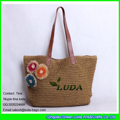 China Bolso de compras de papel de la bolsa de asas de la paja del ganchillo del bolso de la playa de la paja de LUDA 2015 en venta