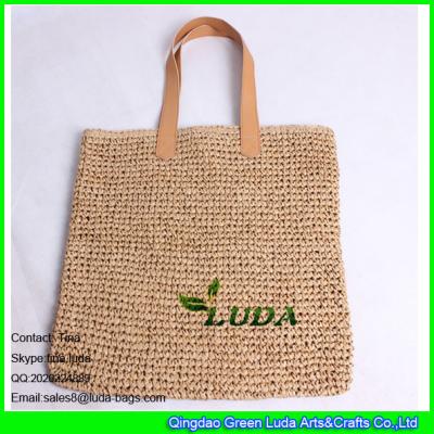 中国 LUDA 2015 の最上質のペーパーわら浜袋のかぎ針編みのわらのハンドバッグの平野のわら袋 販売のため
