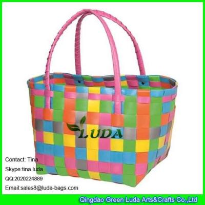 China Bolso colorido tejido grande de la paja de la playa del bolso de la paja de LUDA pp en venta