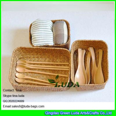 China Cesta y caja matural del almacenamiento de la paja del seagrass de LUDA en venta