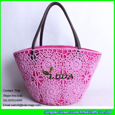 Cina Il pinke di LUDA lavora all'uncinetto la borsa a tracolla di totalizzatore della spiaggia della paglia di signora di borsa in vendita