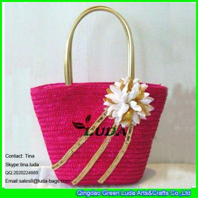 Cina Le borse della paglia delle borse di ladeis di LUDA con la borsa della spiaggia della paglia del fiore portano la borsa dello shouder in vendita