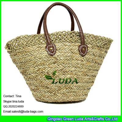 Cina Borsa elegante della spiaggia di acquisto della paglia del seagrass del corchet della spalla della borsa di mano di signora di LUDA in vendita