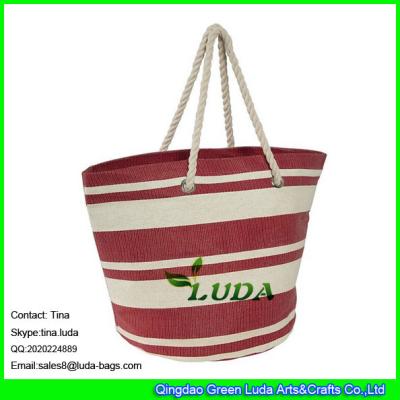 Китай Пляж LUDA красный и белый нашивки totes бумажная сделанная сторновка экстренным большим мешком пляжа продается