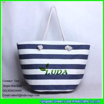 中国 LUDA の 2015 年の陶磁器の卸し売り縞の方法紙袋の女性わらのハンドバッグ 販売のため