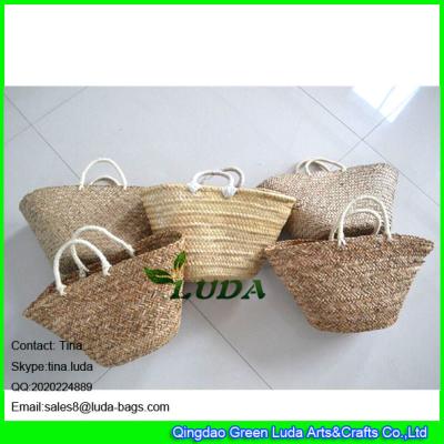 中国 LUDA の自然な海草のわら浜袋はシュロの葉のわらのハンドバッグを模倣しました 販売のため